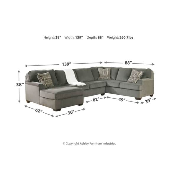 Loric 3-Piece Sectional with Left Arm Facing Corner Chaise - Smoke ...