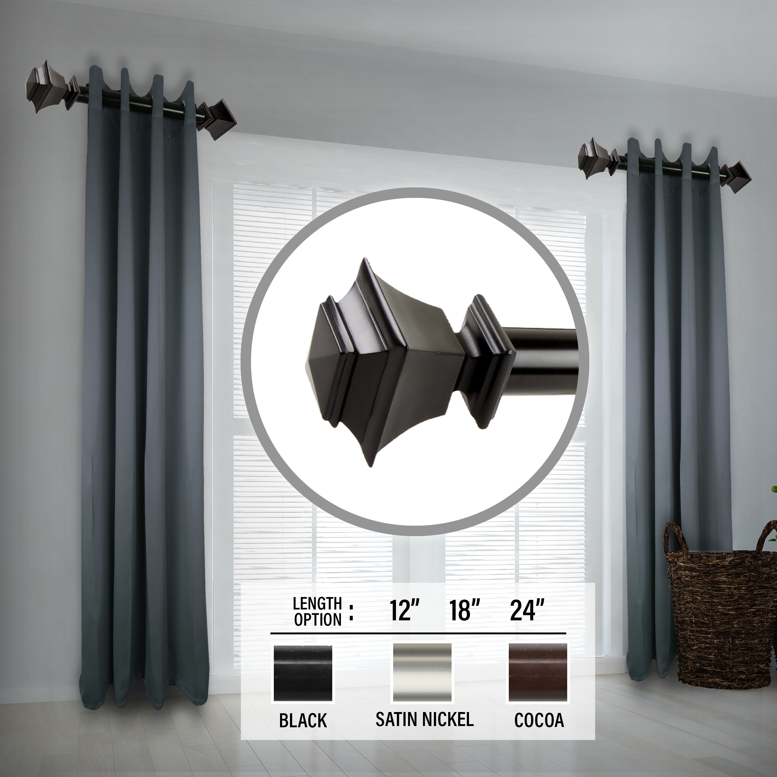 InStyleDesign Easton 1 inch Diameter Adjustable Curtain Rod - On Sale ...