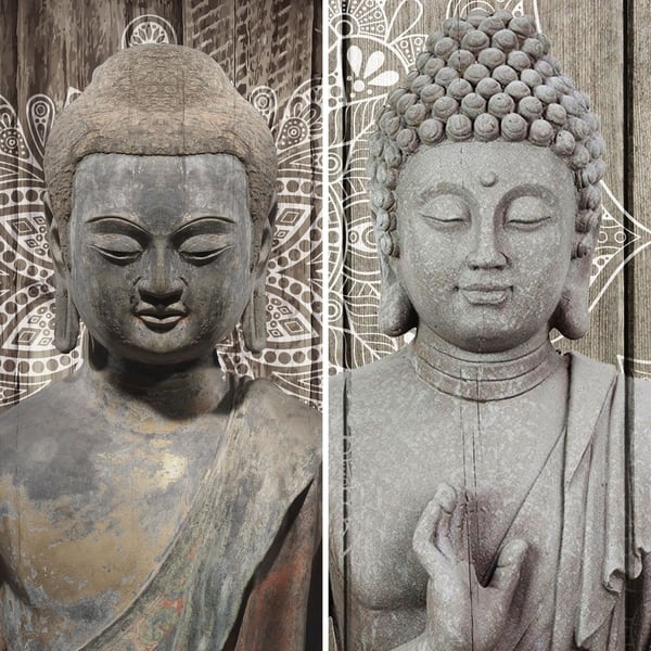 Handmade 6' Double Sided Stone Buddha Canvas Room Divider - Bed Bath ...