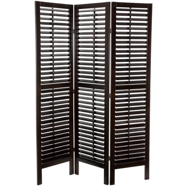 6 ft. Tall Double Shutter Room Divider - 3 Panels - Walnut - Bed Bath ...