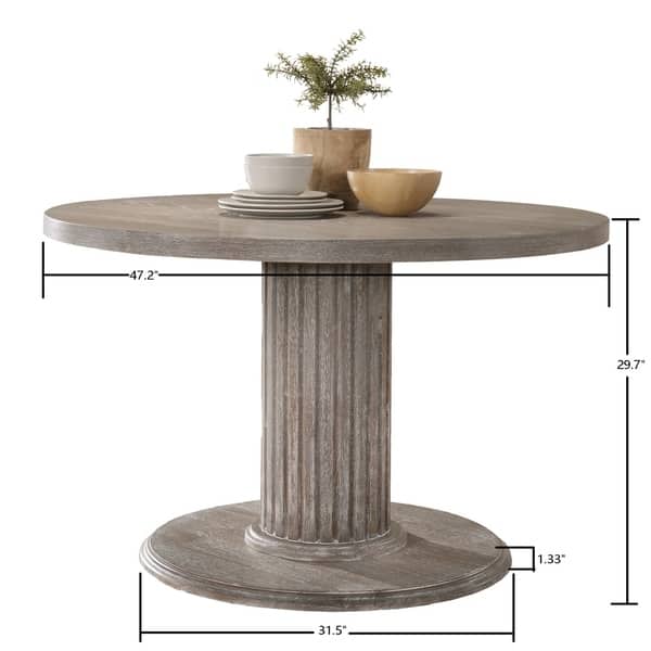 The Gray Barn Spring Mount Wood Pedestal Dining Table in Reclaimed Grey ...
