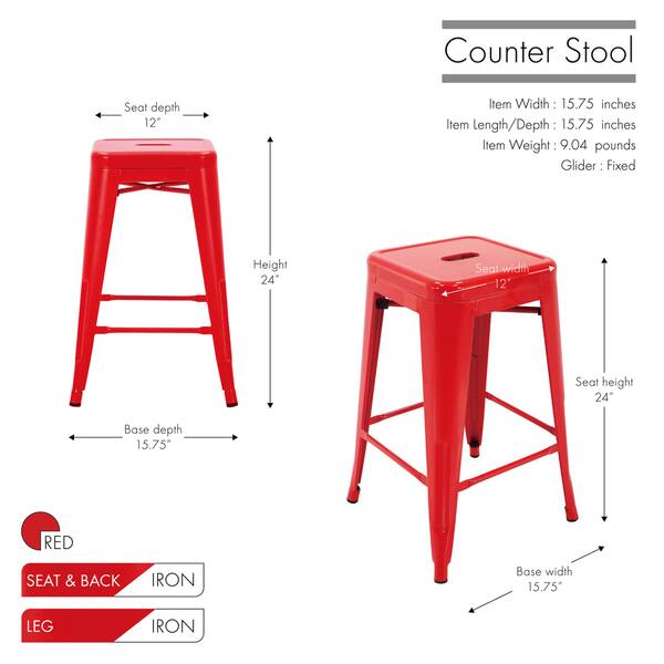 Carbon Loft Aramis Stackable Metal 24-inch Counter Stools (Set of 4 ...