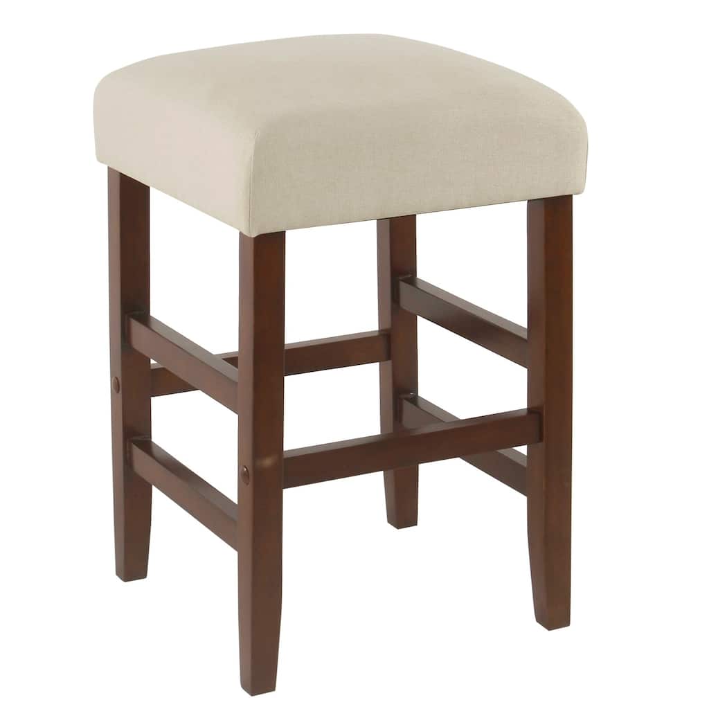 Square Wooden Counter Stool with Woven Fabric Upholstered Cushion Seat ...