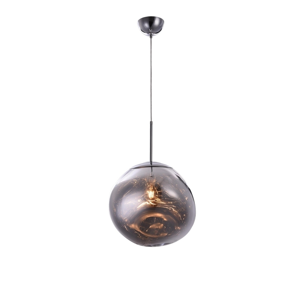Chrome Metal Single Pendant Lighting with A Glass Shade - On Sale - Bed ...