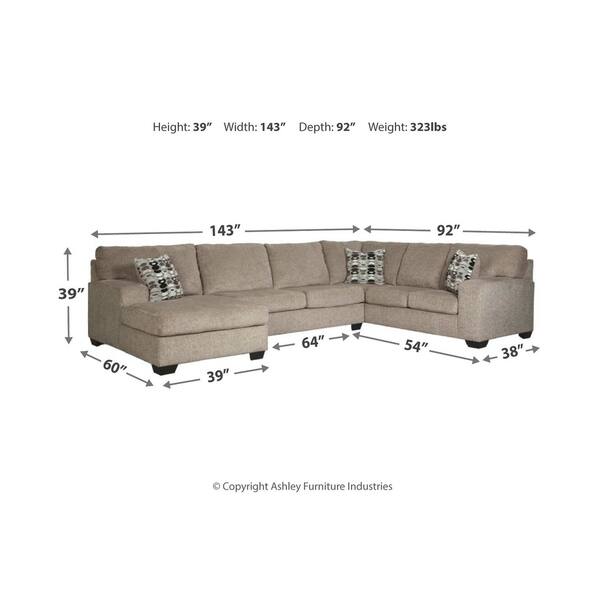 Ballinasloe 3-Piece Sectional with Left Facing Chaise - Platinum - Bed ...