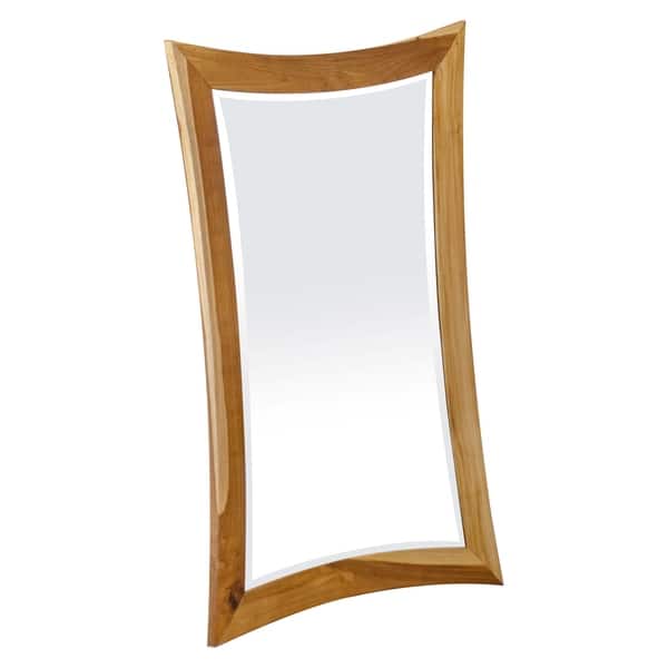 24" EcoDecors Curvature Solid Teak Wall Mirror, 24" x 35" in EarthyTeak ...