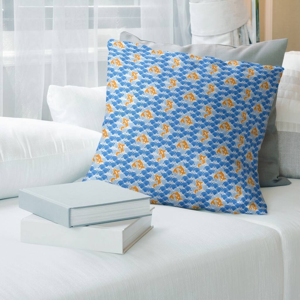 Porch & Den Aloma Koi Fish & Waves Throw Pillow - Overstock - 28288995