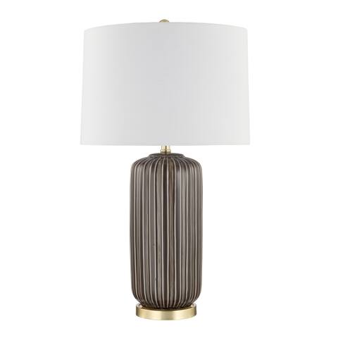 Ceramic 29" Fluted Column Table Lamp, Dark Gray - Overstock - 28369277