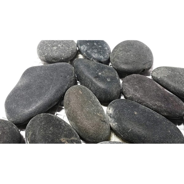 TT 102- Tumbled Pebble Tile - Jet Interlocking 12x12" - Bed Bath ...