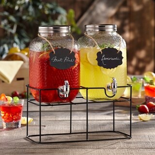 Style Setter Jacob Double Hammered Glass Beverage Dispenser with ...