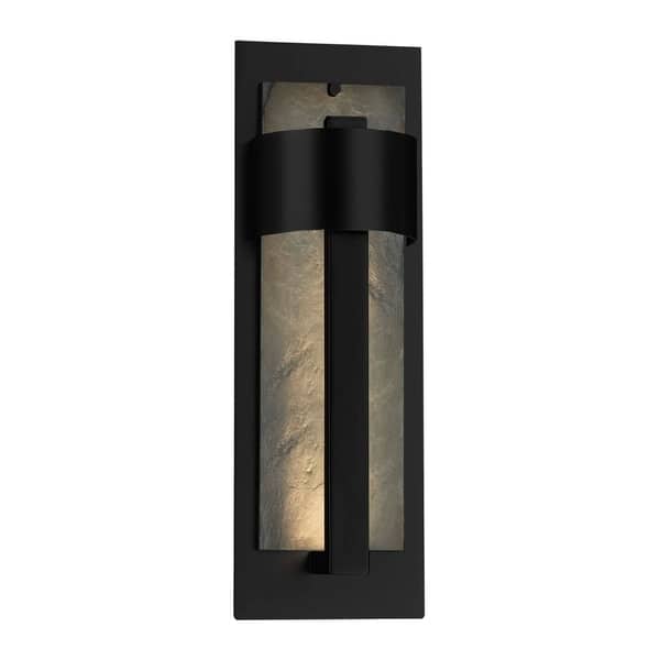 Justice Design Slate Litho 18-inch Matte Black LED Outdoor Wall Sconce ...