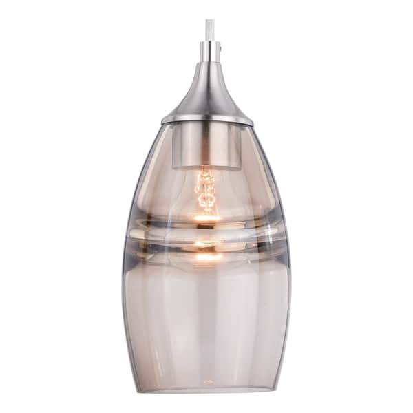 Milano Satin Nickel Mini Pendant Ceiling Light Amber Fog Glass - 4.75 ...
