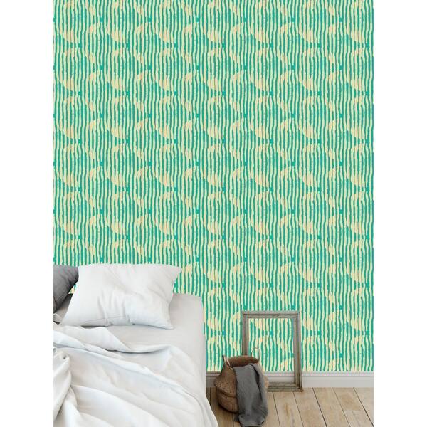 ZEN CIRCLES BLOCK PRINT TURQUOISE AND GOLD Wallpaper By Kavka Designs ...