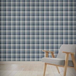 BLUE AND BLACK FALL PLAID Wallpaper By Kavka Designs - 24X48 - Bed Bath ...
