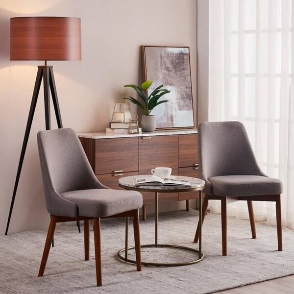 Versanora Grayson Dining Chair With Solid Wood Leg, Sand / Walnut ...
