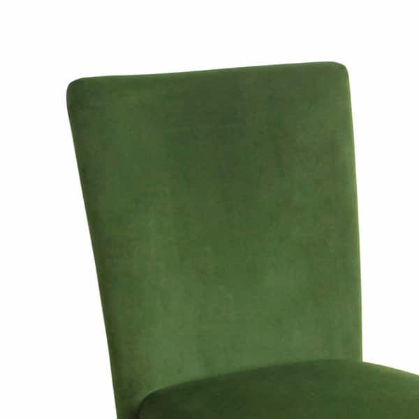 Velvet Upholstered Parson Dining Chair with Wooden Legs, Green and ...