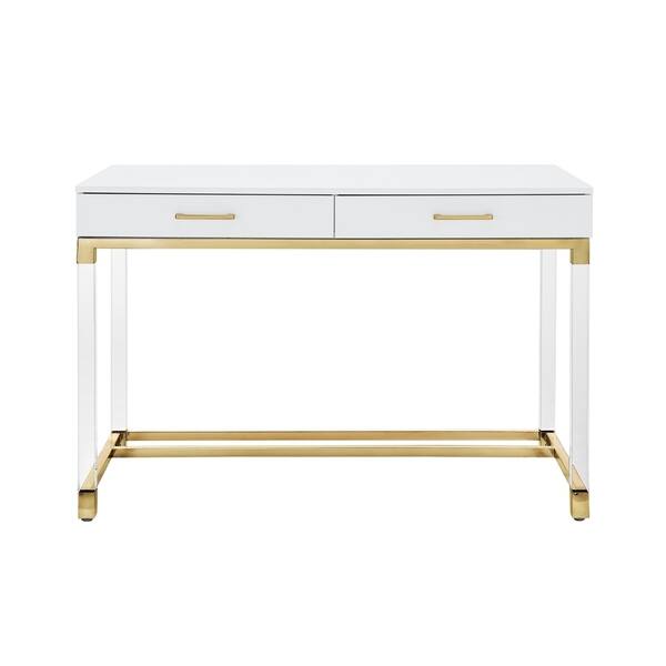 Alvaro High Gloss Writing Desk with Acrylic Legs - Bed Bath & Beyond ...