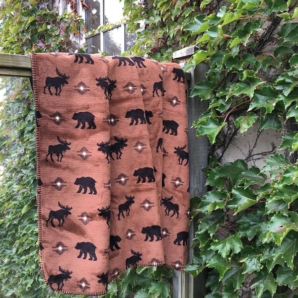 Denali Wilderness Walk/Chocolate Microplush Blanket - Bed Bath & Beyond ...