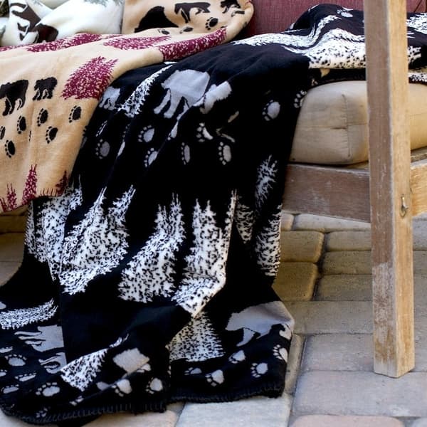 Denali Black Denali Bear/Black Microplush Blanket - Bed Bath & Beyond ...