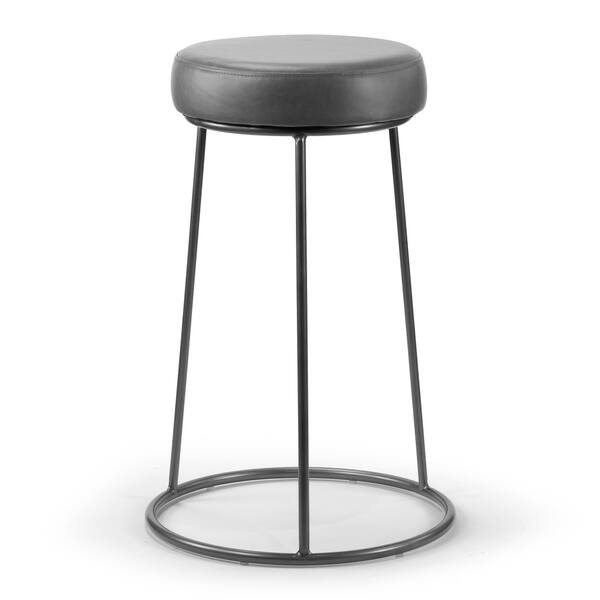 Set of 2 Amie Grey Backless Counter Stool with Gunmetal Grey Frame ...