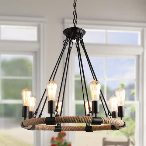 The Gray Barn Blueberry Butte Farmhouse 8-light Rope Chandelier - N/A ...