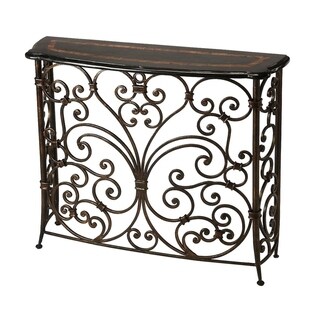Traditional Metal and Stone Rectangular Console Table - Multicolor ...