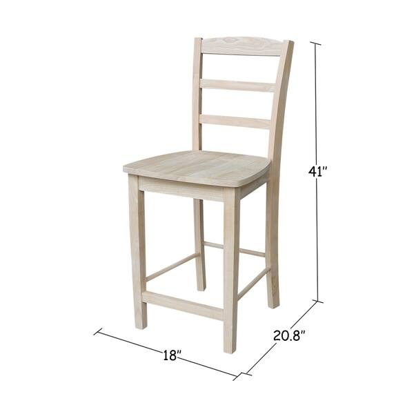 42" Round Top Counter Height Table with Two Madrid Stools - Unfinished ...