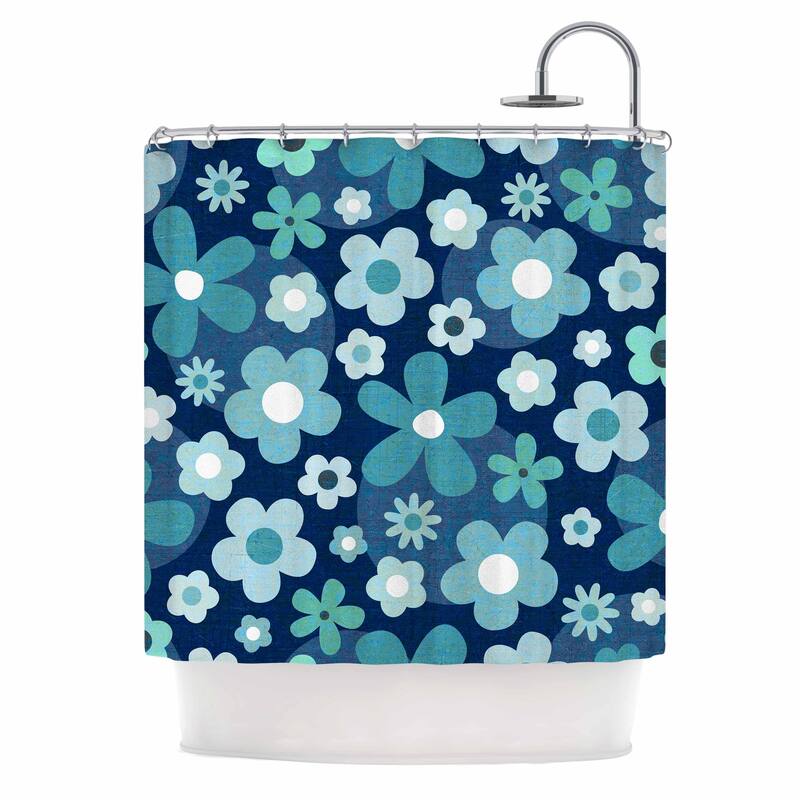 Daisy Beatrice "GROOVY BABY - INDIGO-MINT" Blue White Floral Pattern ...