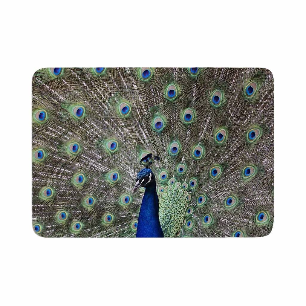 Qing Ji "Peacock Of Stunning Features" Memory Foam Bath Mat - Overstock ...