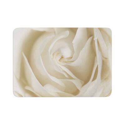 Susan Sanders "White Rose Flower" Memory Foam Bath Mat - Overstock ...