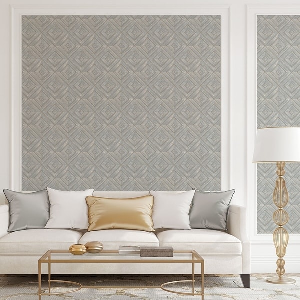 Wood Tile Wallpaper, Wood in Blue, Light Blue, Ash Blue - Overstock ...