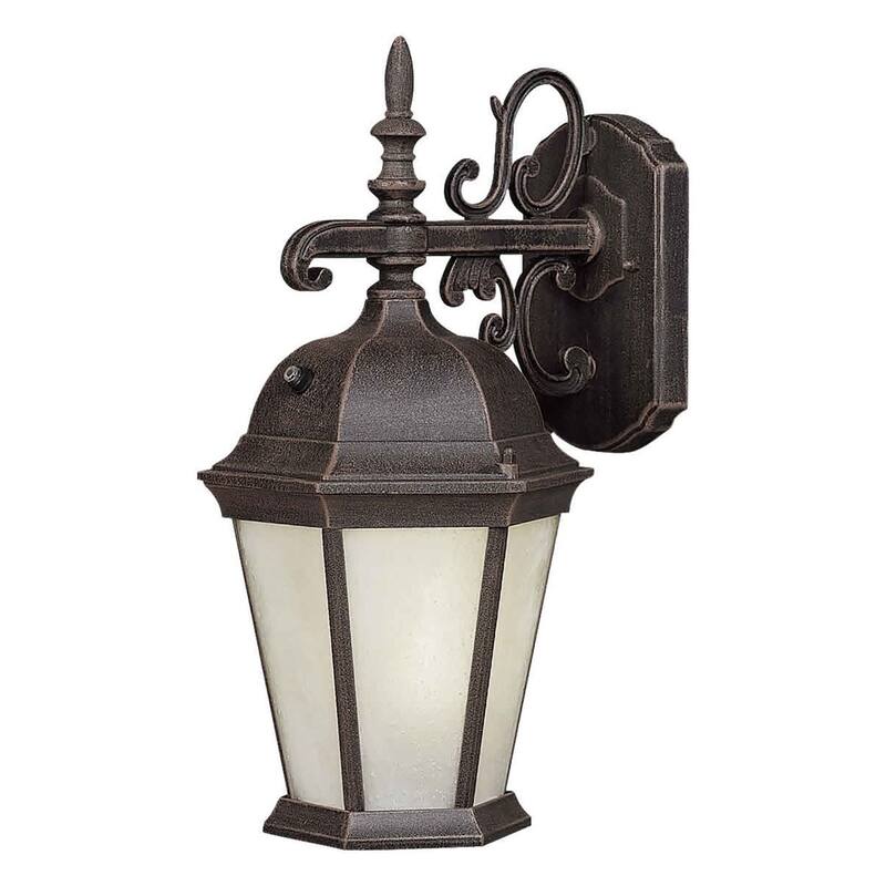 Oliver 1-Light Painted Rust Outdoor Wall Scone with Frosted Seeded ...