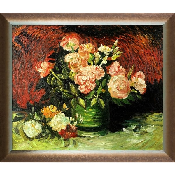La Pastiche Bowl with Peonies and Roses by Vincent Van Gogh with Silver ...