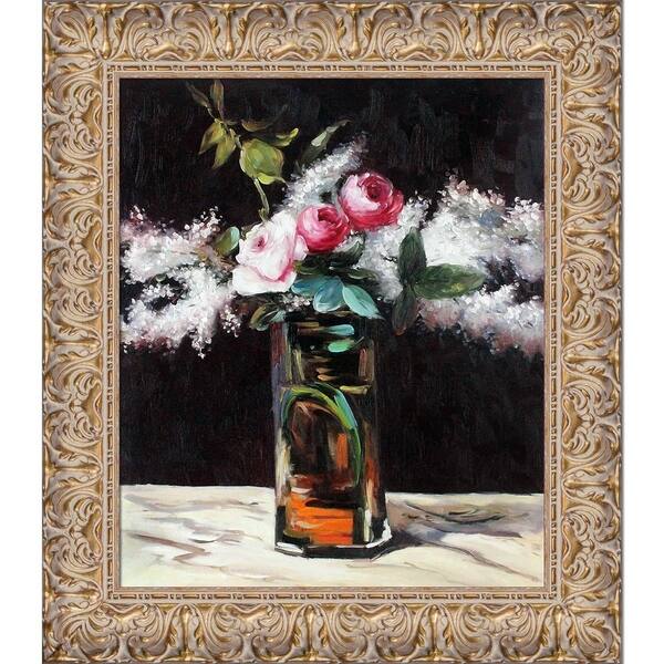 La Pastiche by overstockArt Roses et Lilas by Edouard Manet with Gold ...