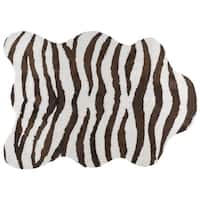 Faux Fake Fur Zebra Skin - Brown and Ivory/White - Machine Washable ...