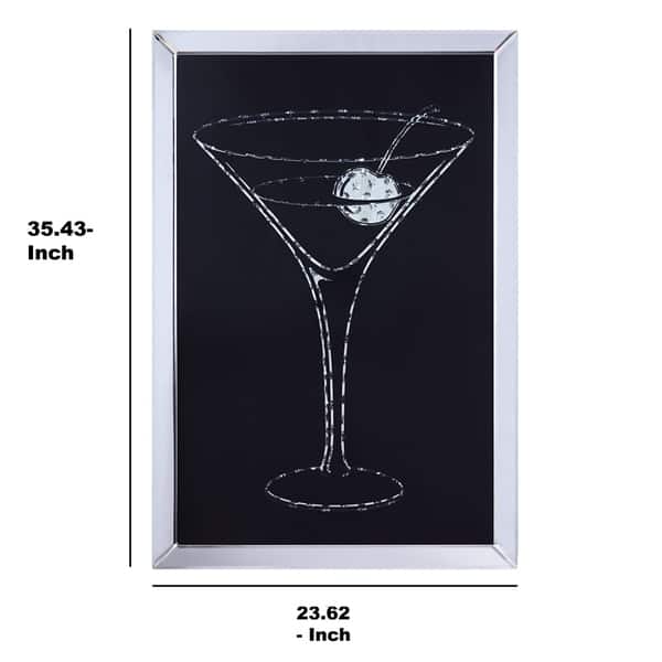 Wood and Mirror Martini Glass Wall Art, Clear and Black - Bed Bath ...