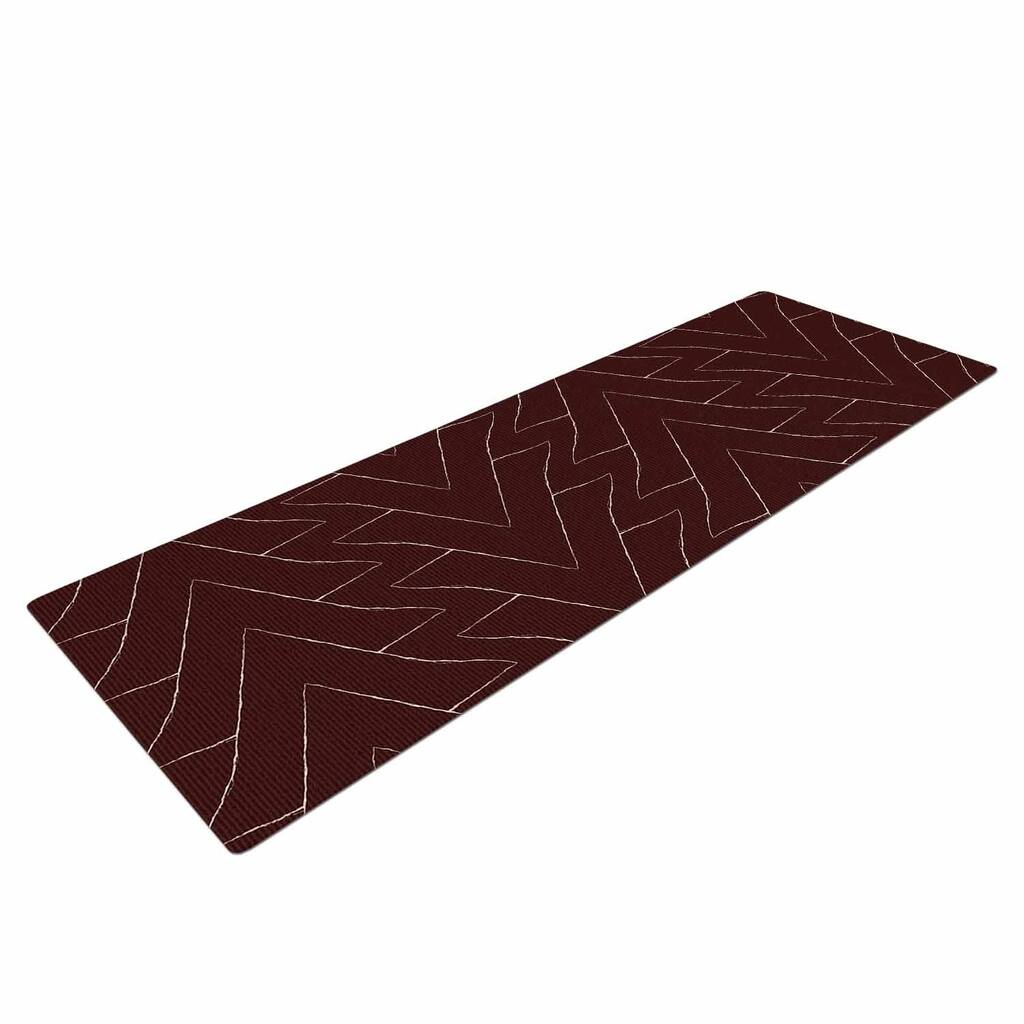 Julia Grifol "Brown Triangles" Maroon Pattern Yoga Mat - Brown ...