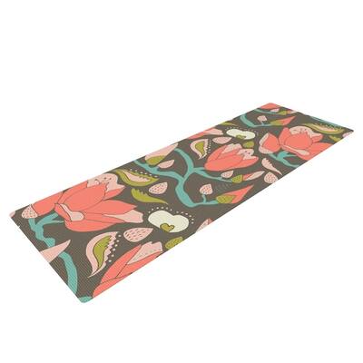 Very Sarie "Penelope II" Coral Teal Flowers Yoga Mat - Pink - Overstock ...