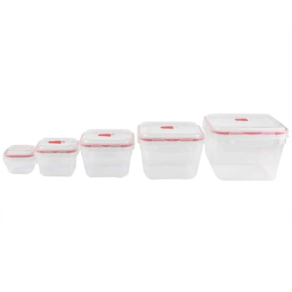 10 Piece Locking Square Plastic Food Storage Containers with Ventilated ...