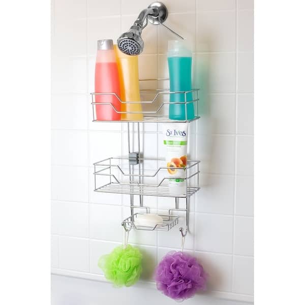 2 Tier Adjustable Shelving Hanging Shower Caddy, Chrome - Bed Bath ...