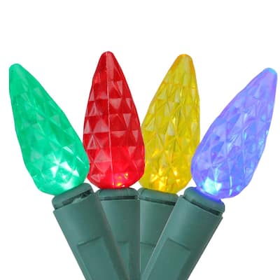 Set of 120 LED C6 Multi-Color Christmas Lights with 8 Functions - Green ...