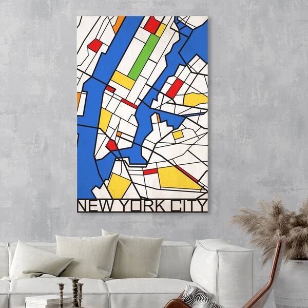Oliver Gal 'New York Solid Color Map' Maps and Flags Wall Art Canvas ...