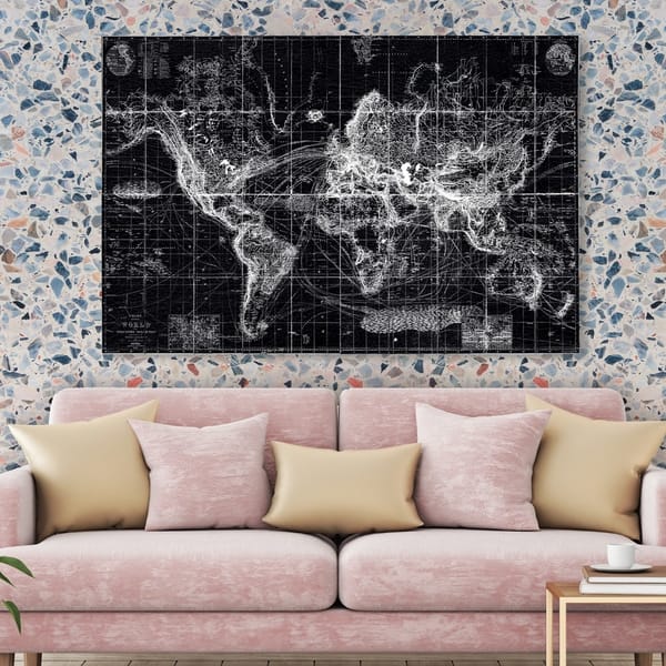 Oliver Gal 'Chart of the World Map 1863' Maps and Flags Wall Art Canvas Print - Black, White ...