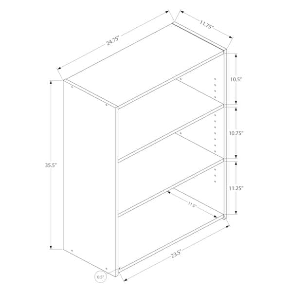 Bookshelf, Bookcase, 4 Tier, 36" Height, Office, Bedroom, Laminate ...
