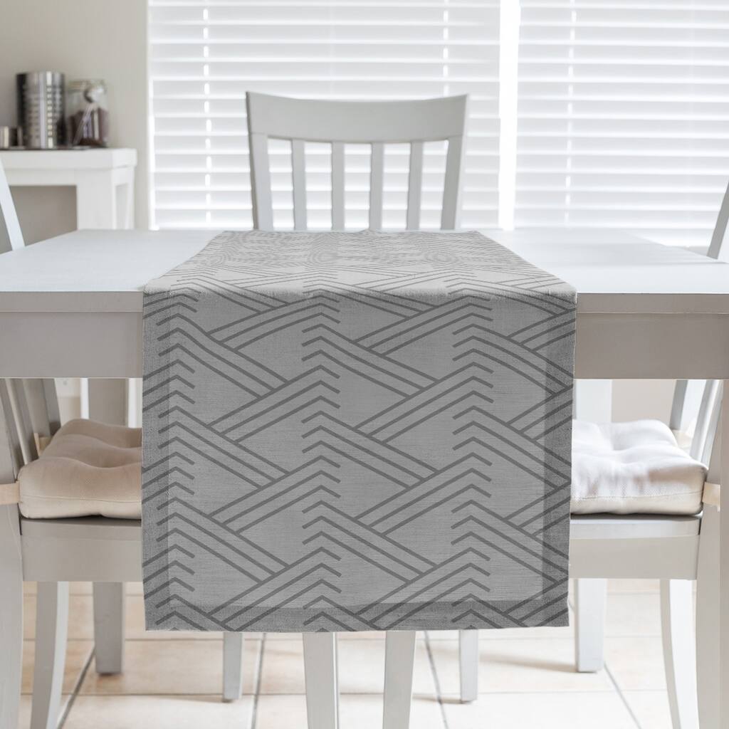 Monochrome Zig Zag Pattern Table Runner - Overstock - 28528144