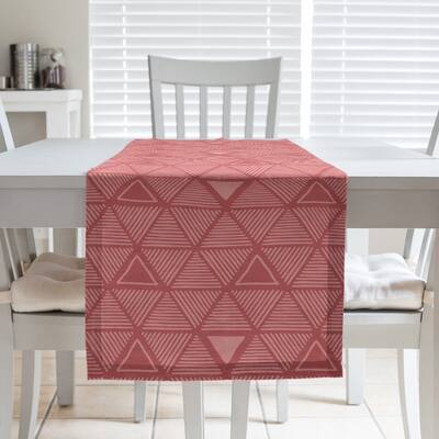 Monochrome Hand Drawn Triangle Pattern Table Runner - Overstock - 28528152