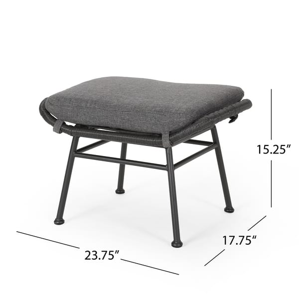 Montana Outdoor Modern Boho Wicker Ottoman (Set of 2) by Christopher ...