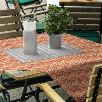 Two Color Basketweave Stripes Square Tablecloth - Overstock - 28546582