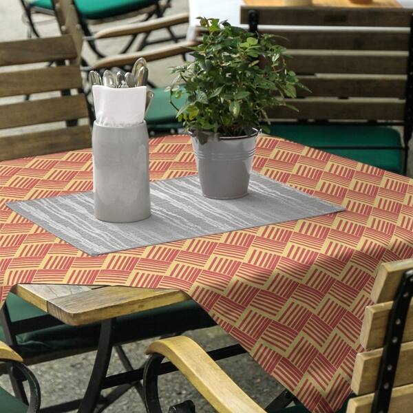 Two Color Basketweave Stripes Square Tablecloth - - 28546582