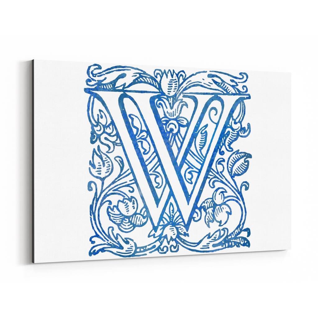 Noir Gallery Letter W Alphabet Vintage Type Canvas Wall Art Print ...
